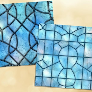 Printable Baby Blue Stained Glass Digital Papers, Blue Shimmer Pages ...