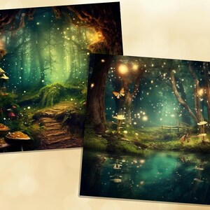 Printable Enchanted Fairy Forest Digital Papers, Fantasy Pages ...