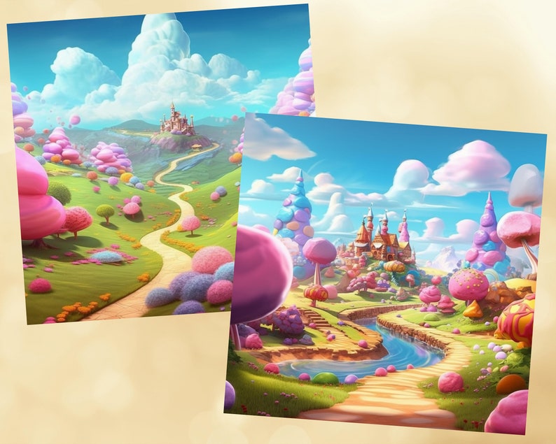 Printable Fantasy Candyland Digital Papers, Fairytale Pages, Candy ...