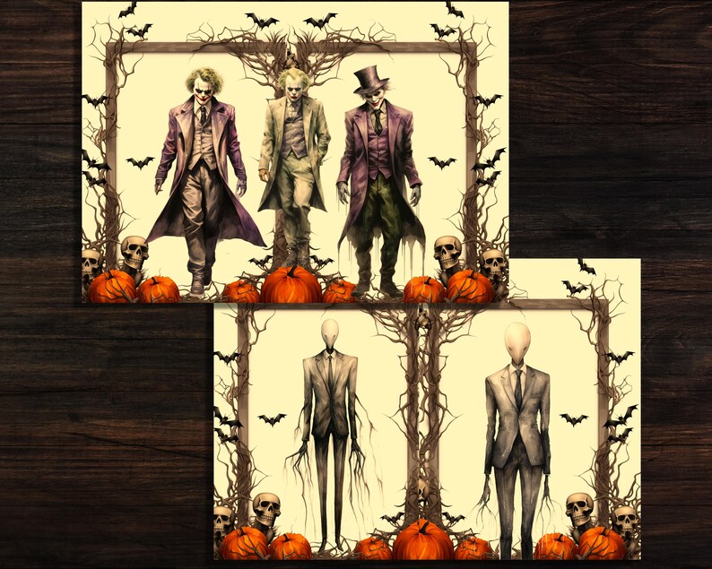 Printable Halloween Characters Digital Papers, Horror Halloween ...