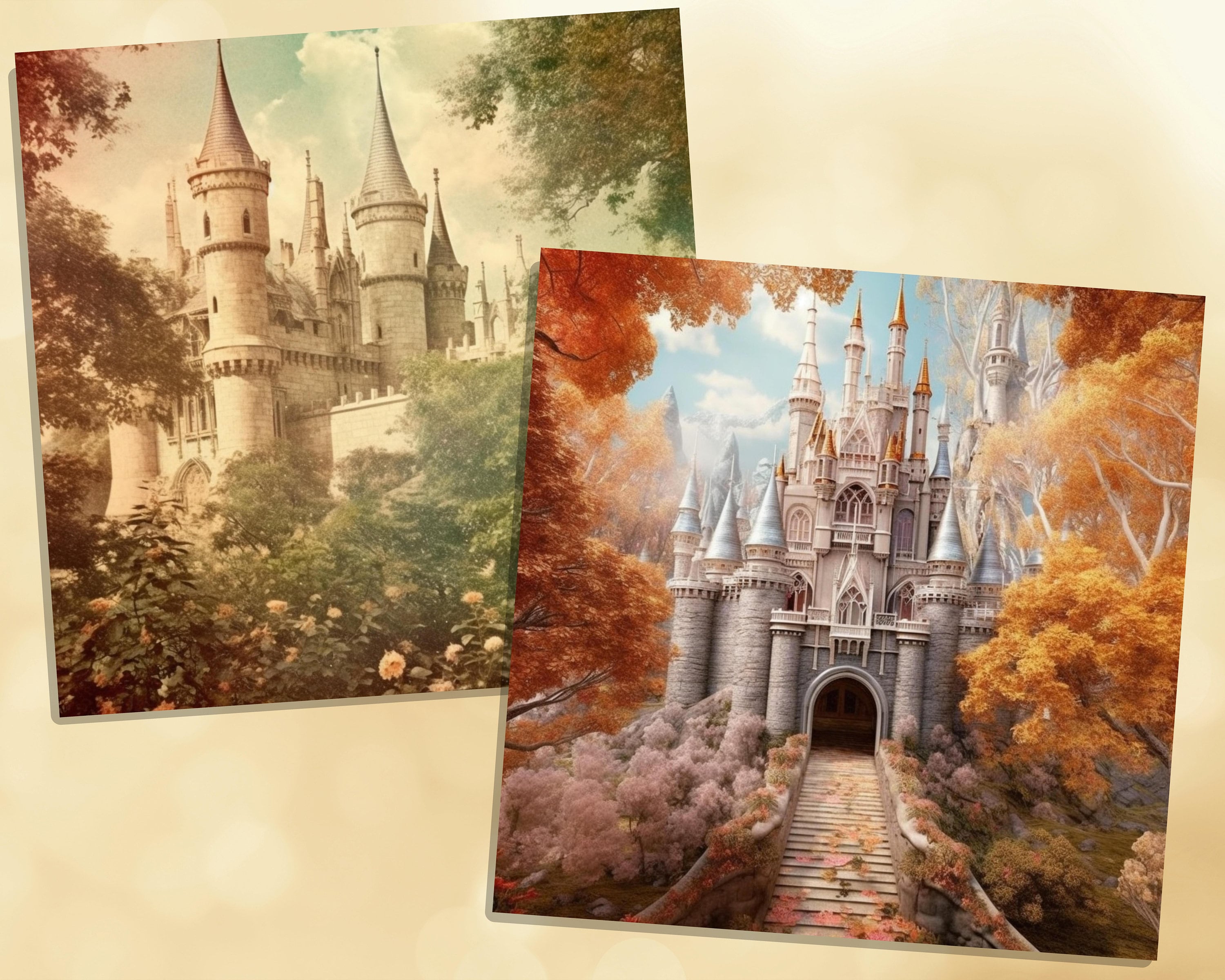 Printable Fairy Fantasy Castle Digital Paper Fantasy Page - Etsy