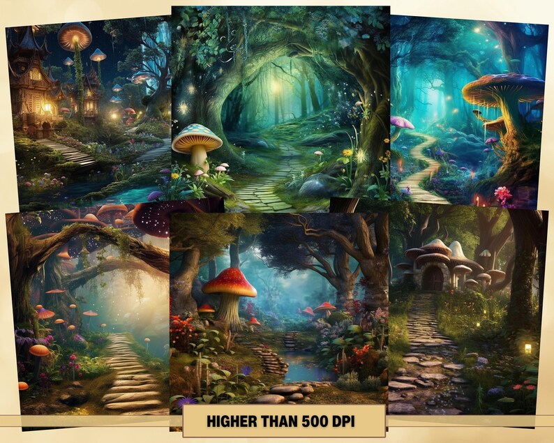 Printable Enchanted Forest Digital Paper, Magic Forest Page, Woodland ...