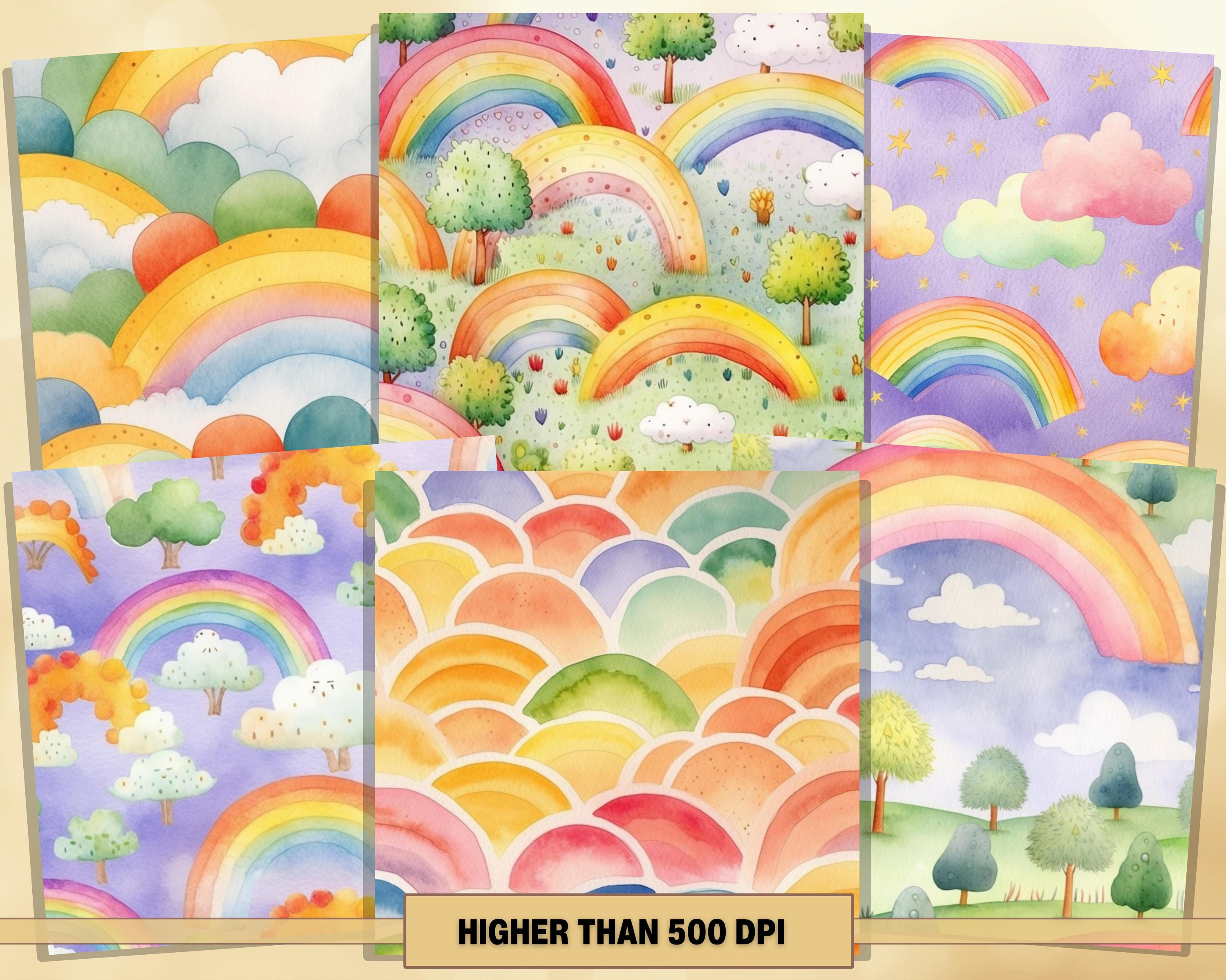 Printable Watercolor Rainbows Digital Papers Rainbow Patterns - Etsy