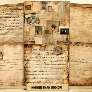 Printable Antique Digital Papers, Handwritten Pages, Old Background ...