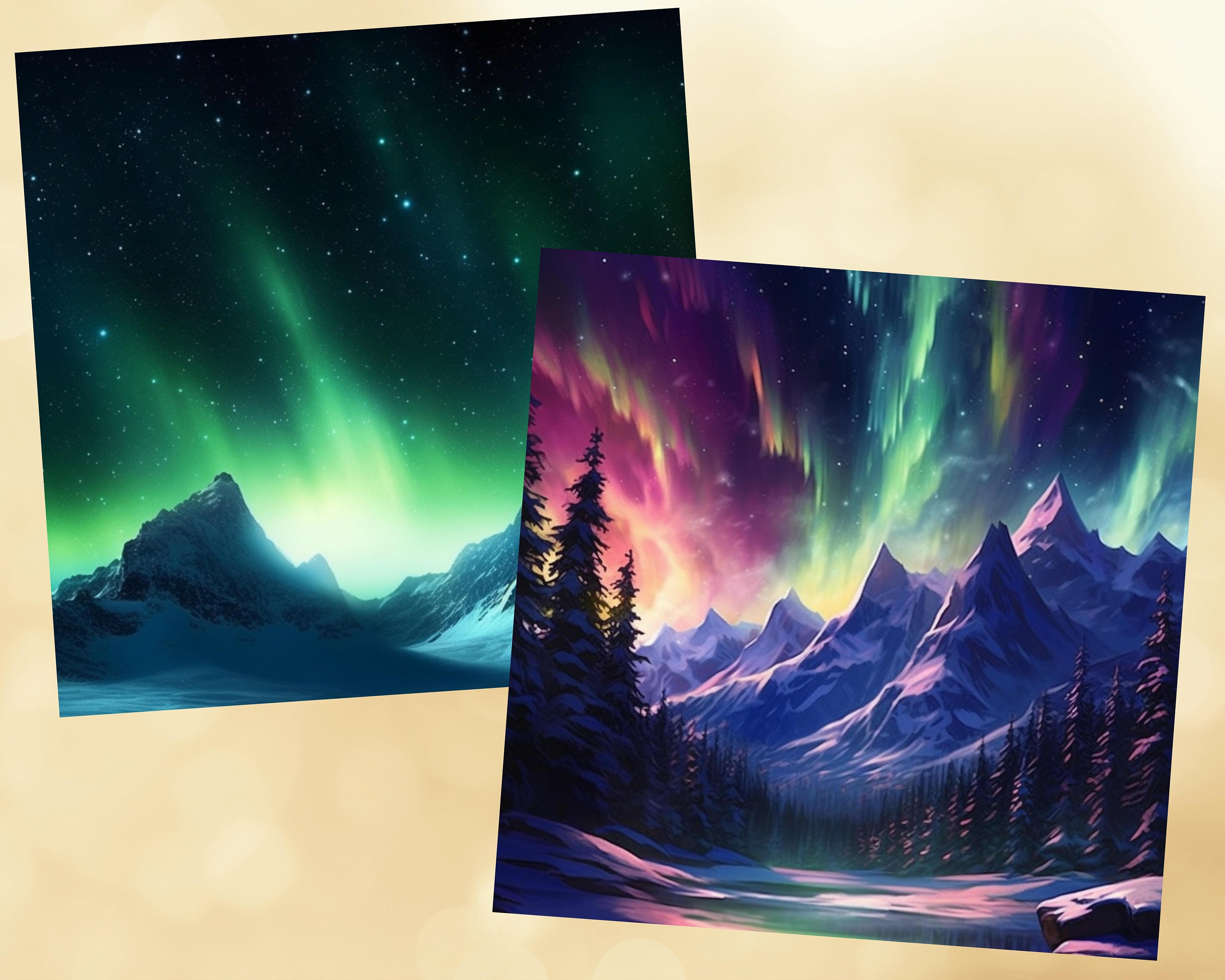 Printable Aurora Borealis Digital Paper Northern Lights - Etsy