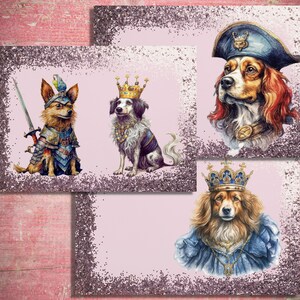 Printable Dogs Digital Paper, Dressed Animals Ephemera, Vintage Cute ...