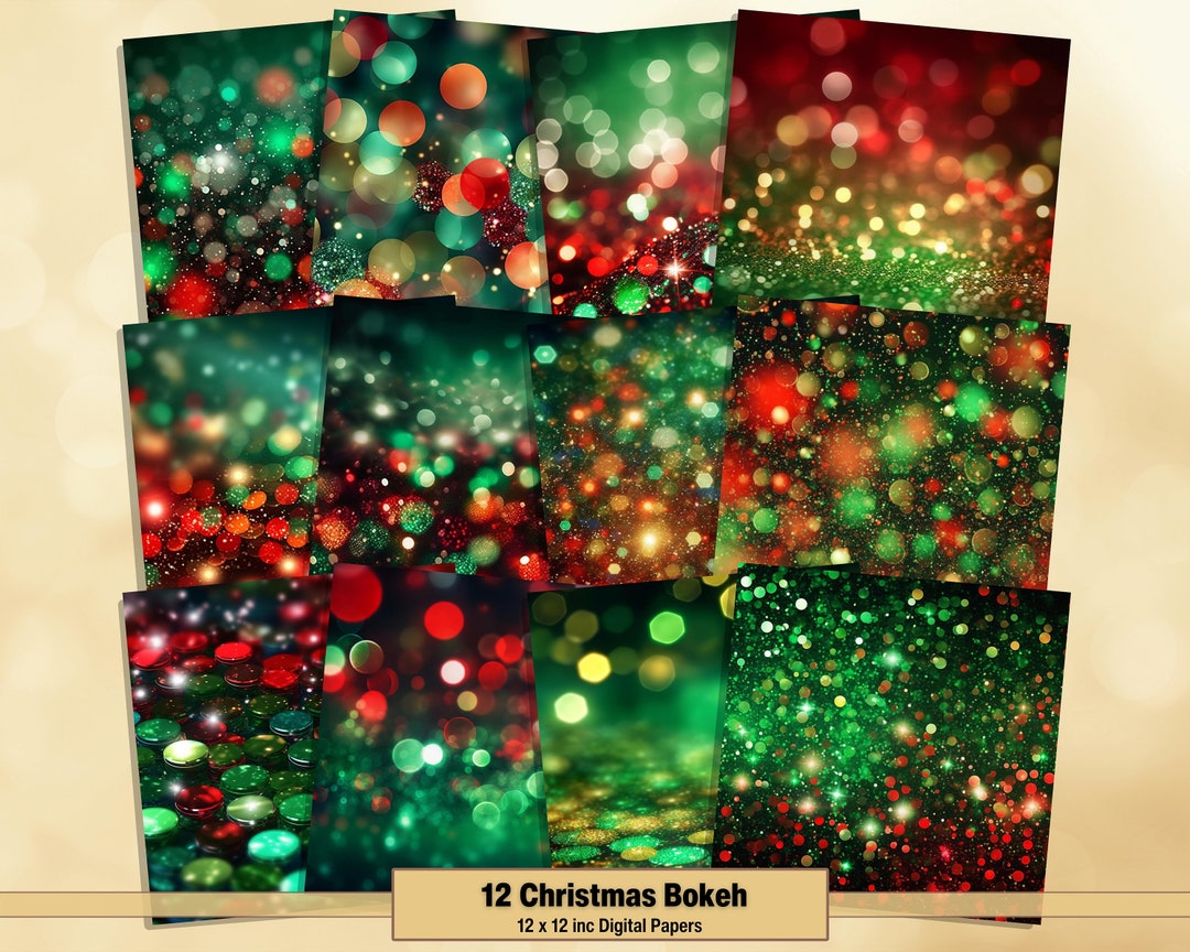 Printable Christmas Bokeh Digital Papers, Glitter Pages, Sparkle ...