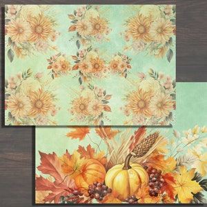 Printable Watercolor Floral Fall Digital Papers, Flowers Ephemera ...