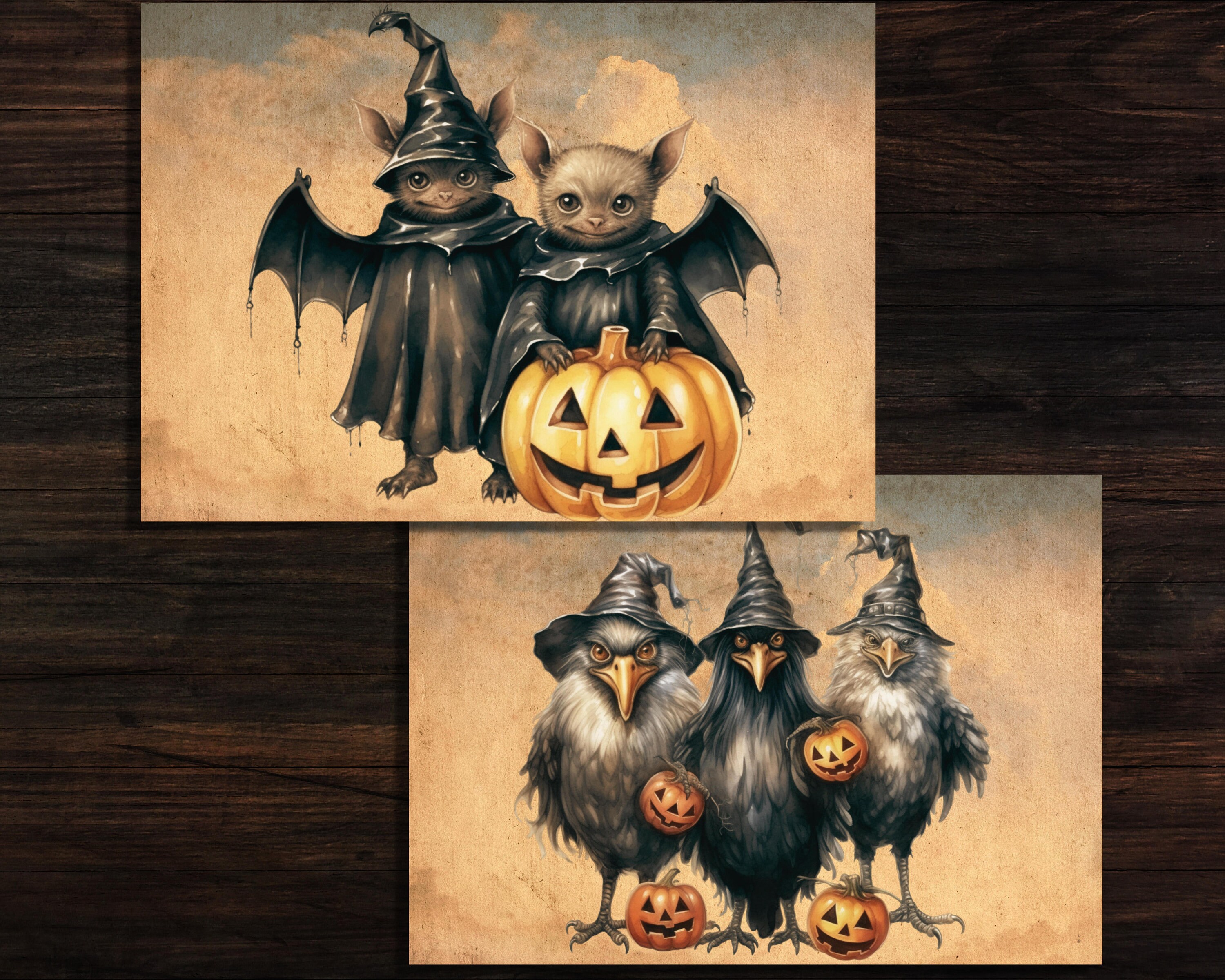 Printable Spooky Halloween Animals Digital Papers Witchcraft - Etsy