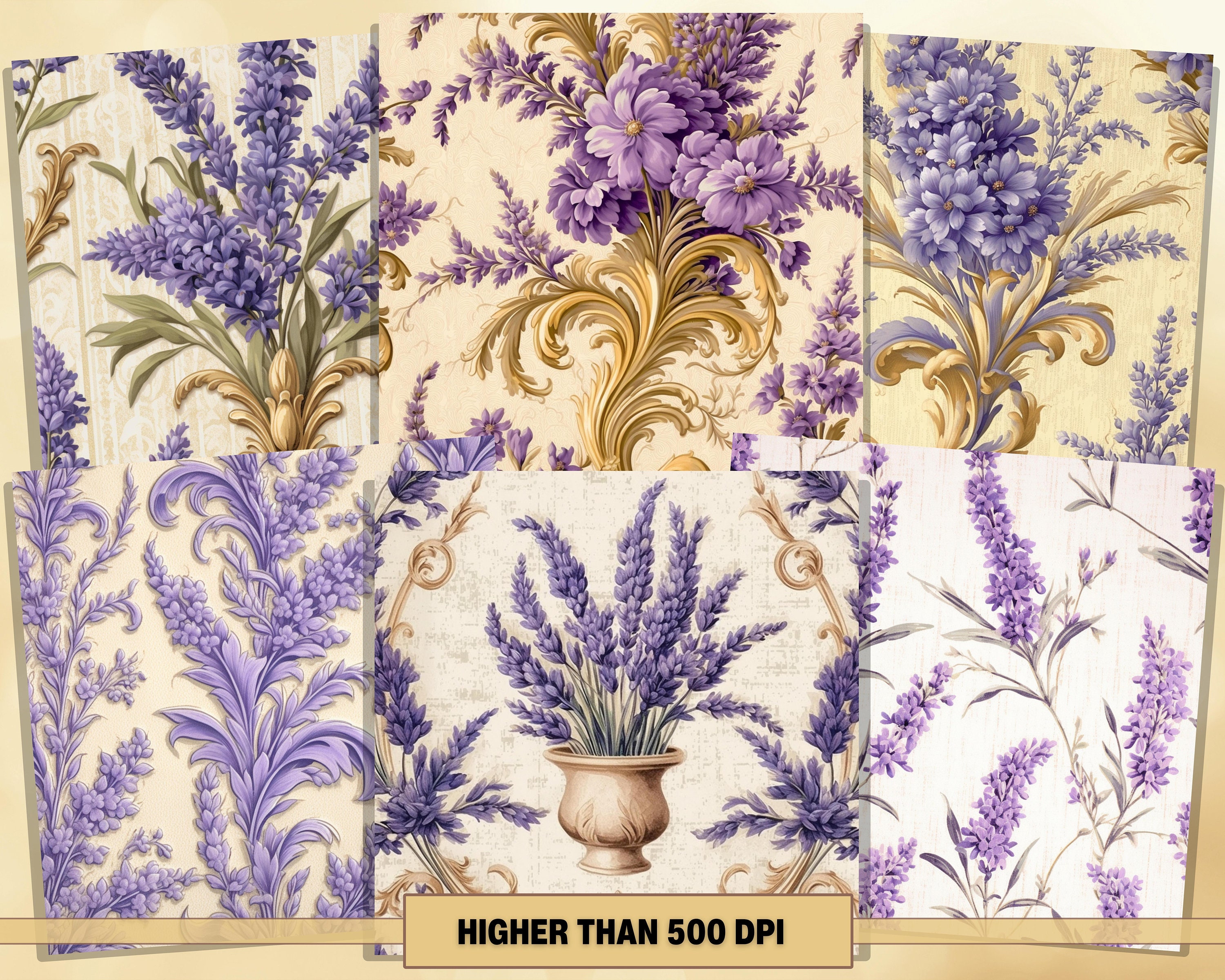 Printable Victorian Lavender Digital Papers, Floral Pages, Background ...
