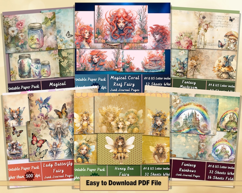 Printable Fairy & Fantasy Digital Paper Mega Bundle Magic - Etsy