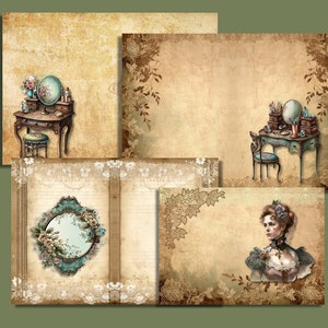 Printable Victorian Lady Digital Paper, Victorian Women Ephemera ...