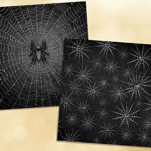 Printable Creepy Spider Digital Paper, Scary Cobweb Pages, Goth ...