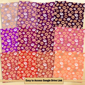 Printable Valentine's Day 200 Seamless Lipstick Kiss Pattern Digital ...