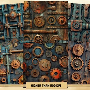 Printable Steampunk Digital Paper, Industrial Pages, Masculine ...