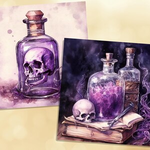Printable Purple Alchemy Potion Digital Papers, Witchy Pages ...