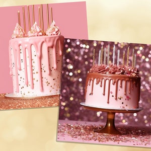 Printable Rose Gold Dripping Glitter Digital Papers, Pink Drips Page ...