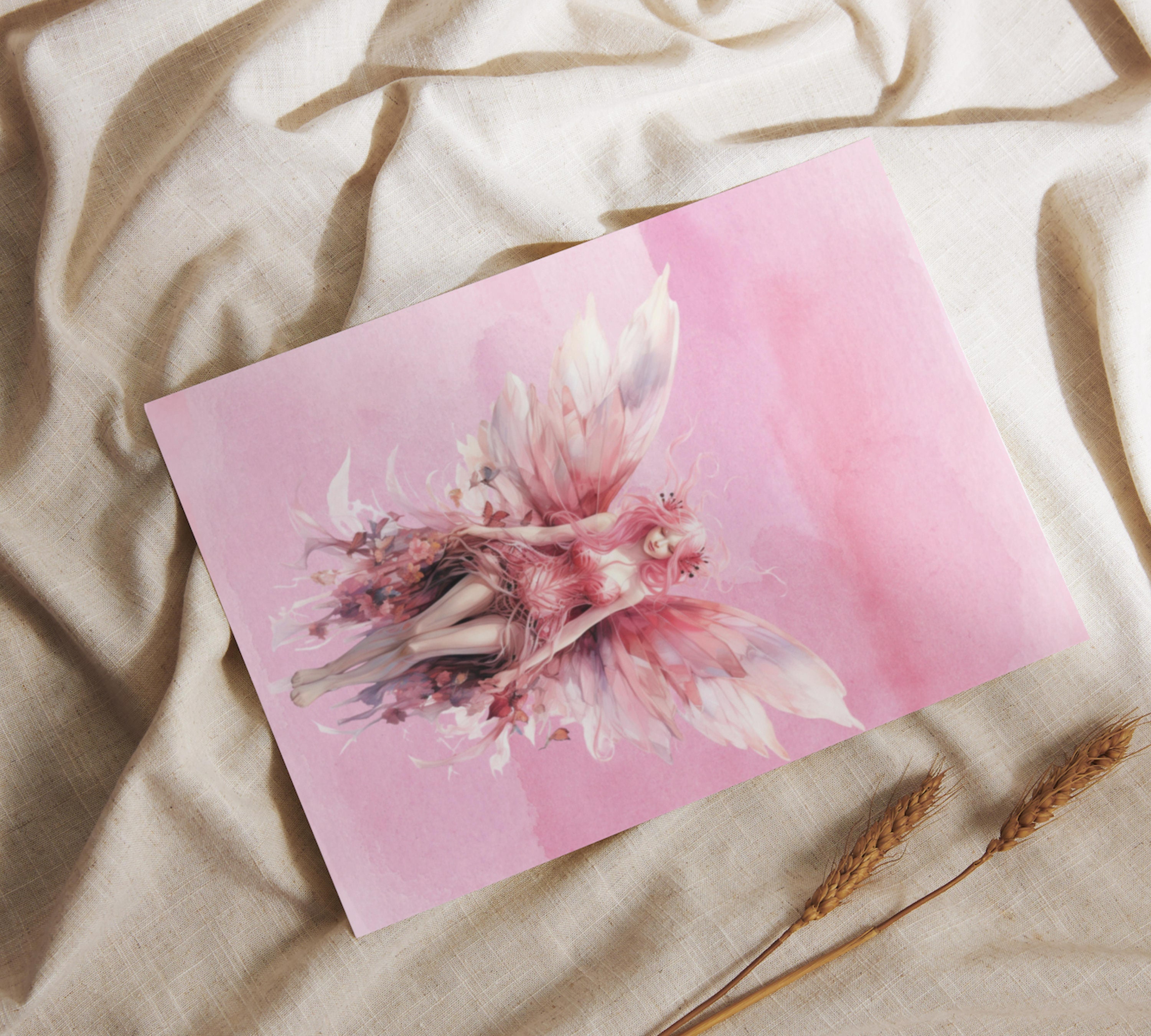 Printable Pink Fairy Digital Paper Watercolor Fairies - Etsy