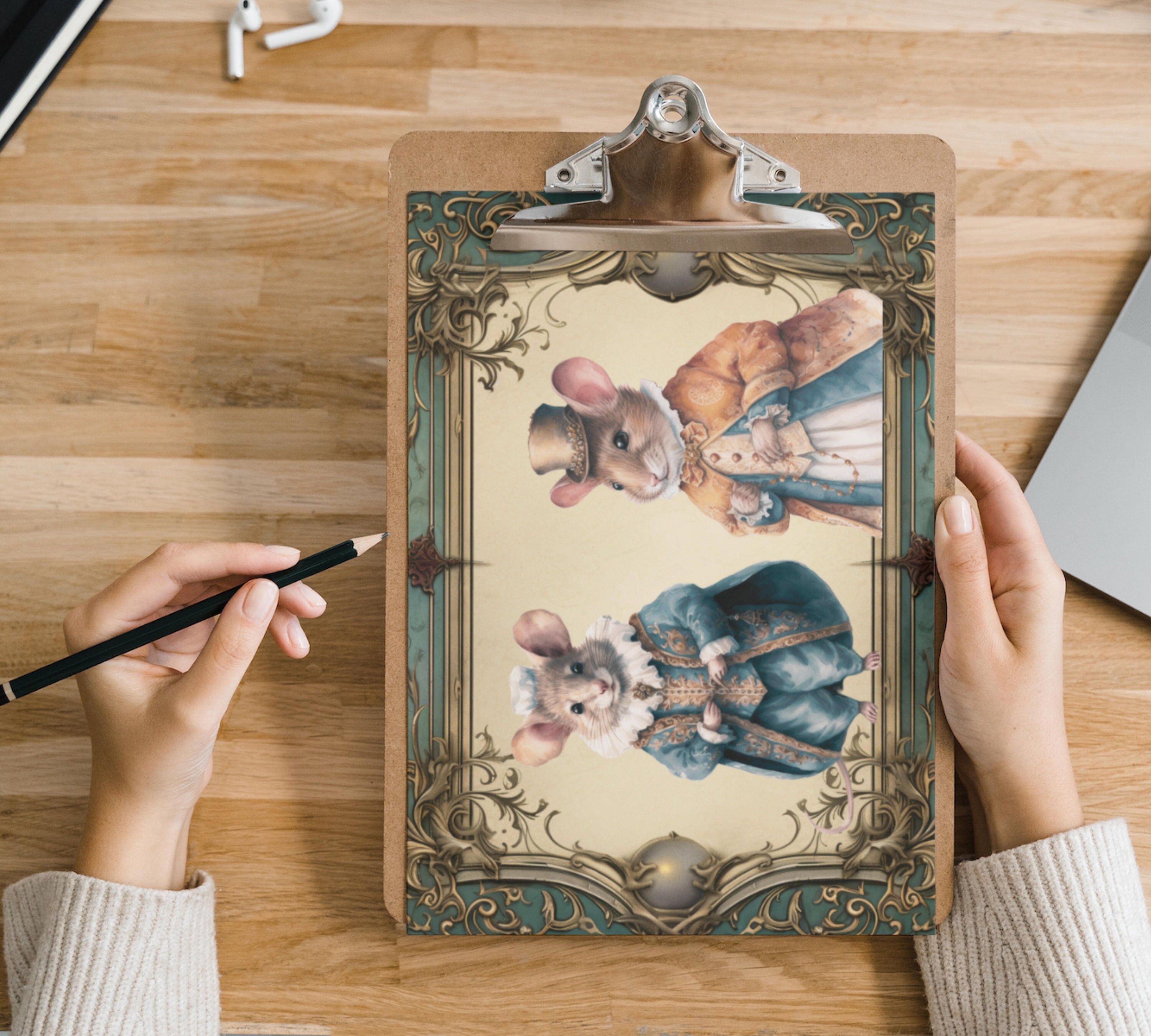 Printable Victorian Mouse Digital Paper Dressed Animals - Etsy