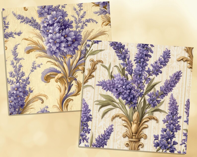 Printable Victorian Lavender Digital Papers, Floral Pages, Background ...
