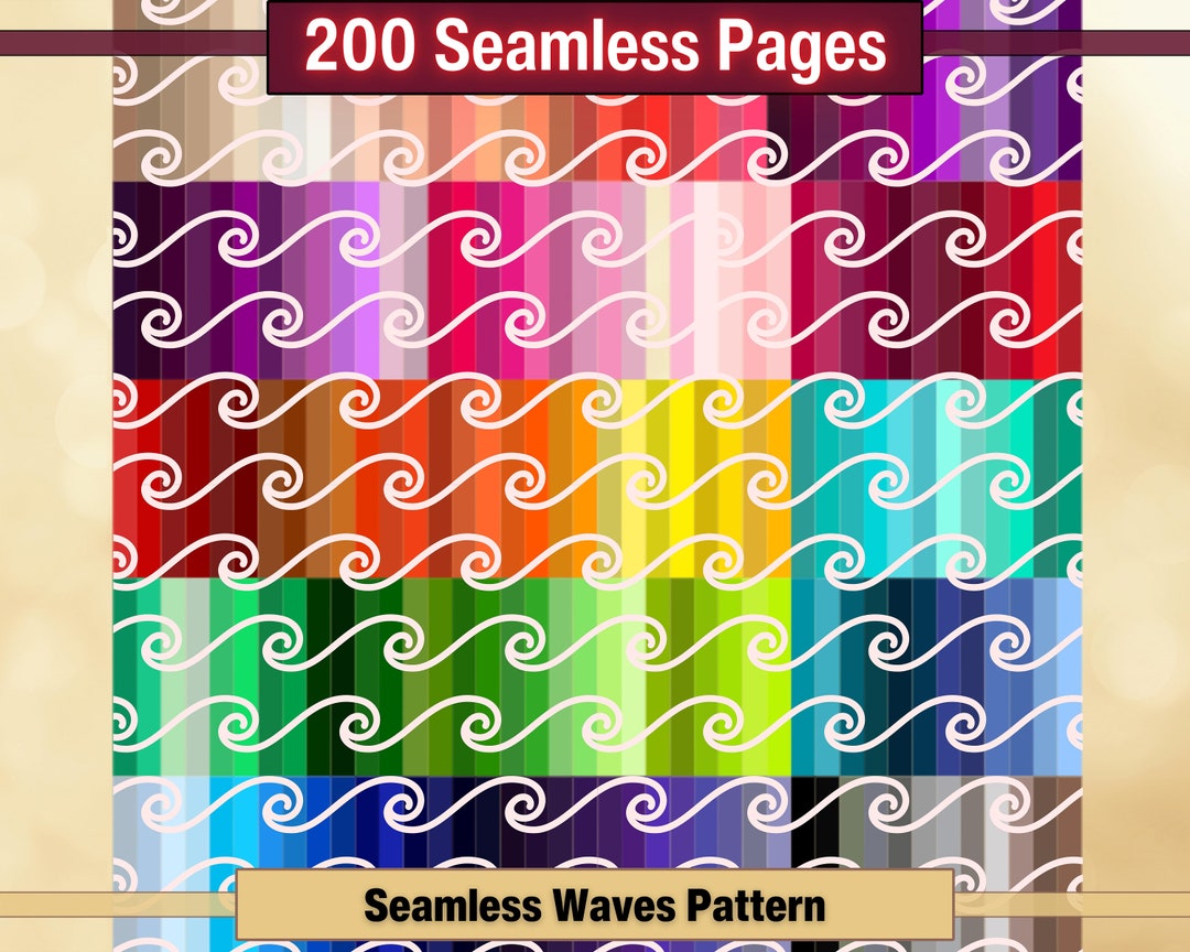 Printable 200 Seamless Waves Pattern Digital Papers, Wave Colour Pages ...