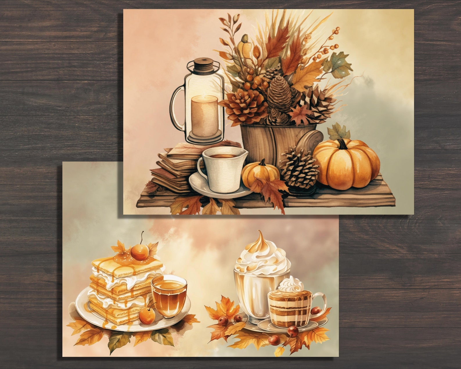 Printable Watercolour Cozy Fall Paper, Cozy Autumn Ephemera, Autumn ...