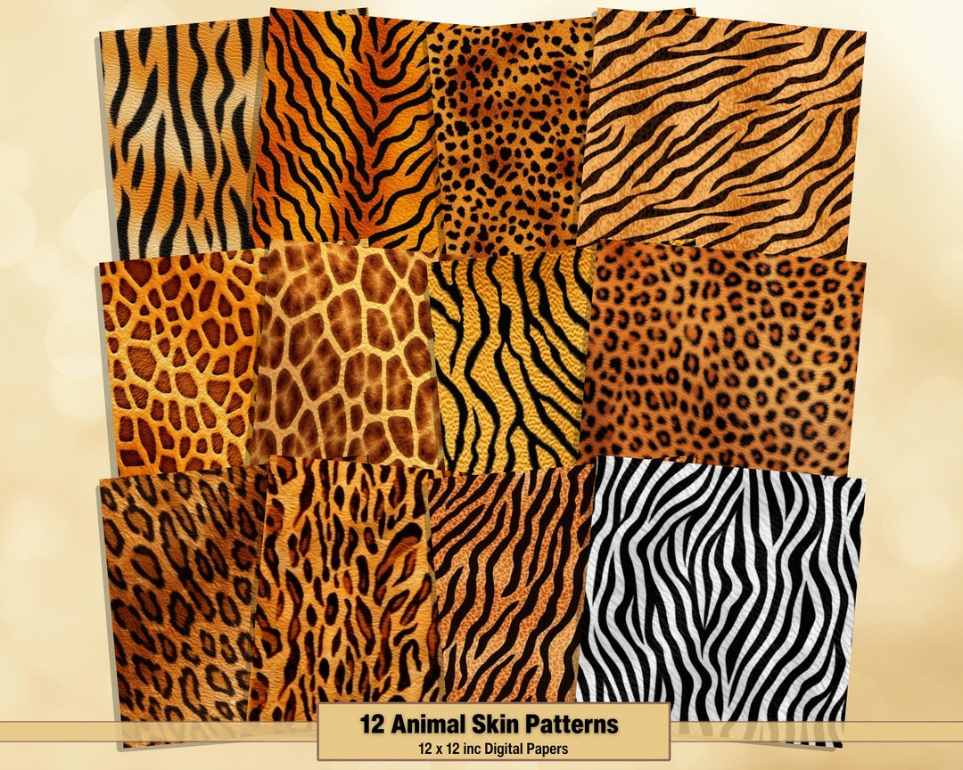 Printable Animal Skin Patterns Digital Papers, Tiger Pages, Cheetah ...