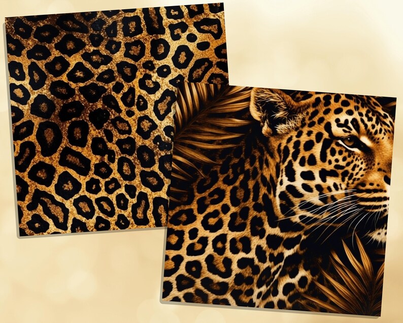 Printable Black & Gold Leopard Digital Papers Art Deco Style - Etsy