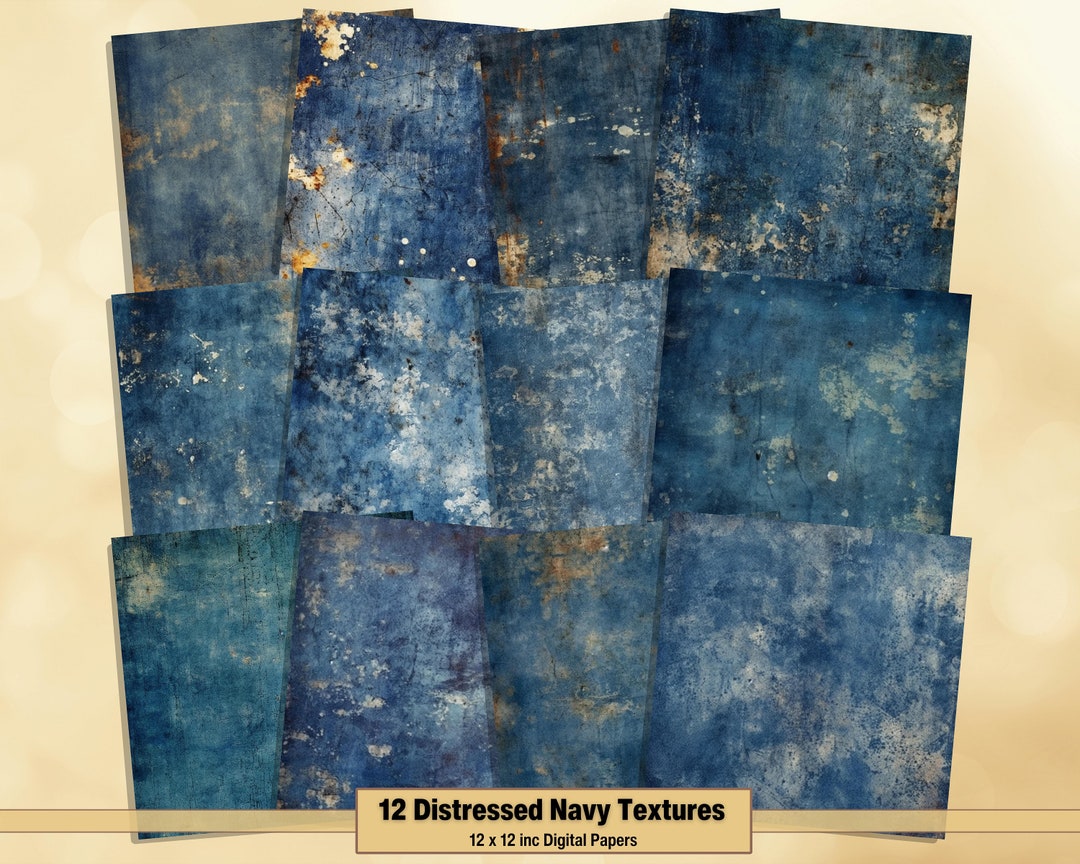Printable Distressed Navy Textures Digital Papers, Blue Grunge Pages ...