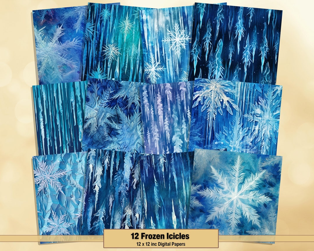Printable Frozen Icicles Digital Papers, Snowflake Pages, Winter ...