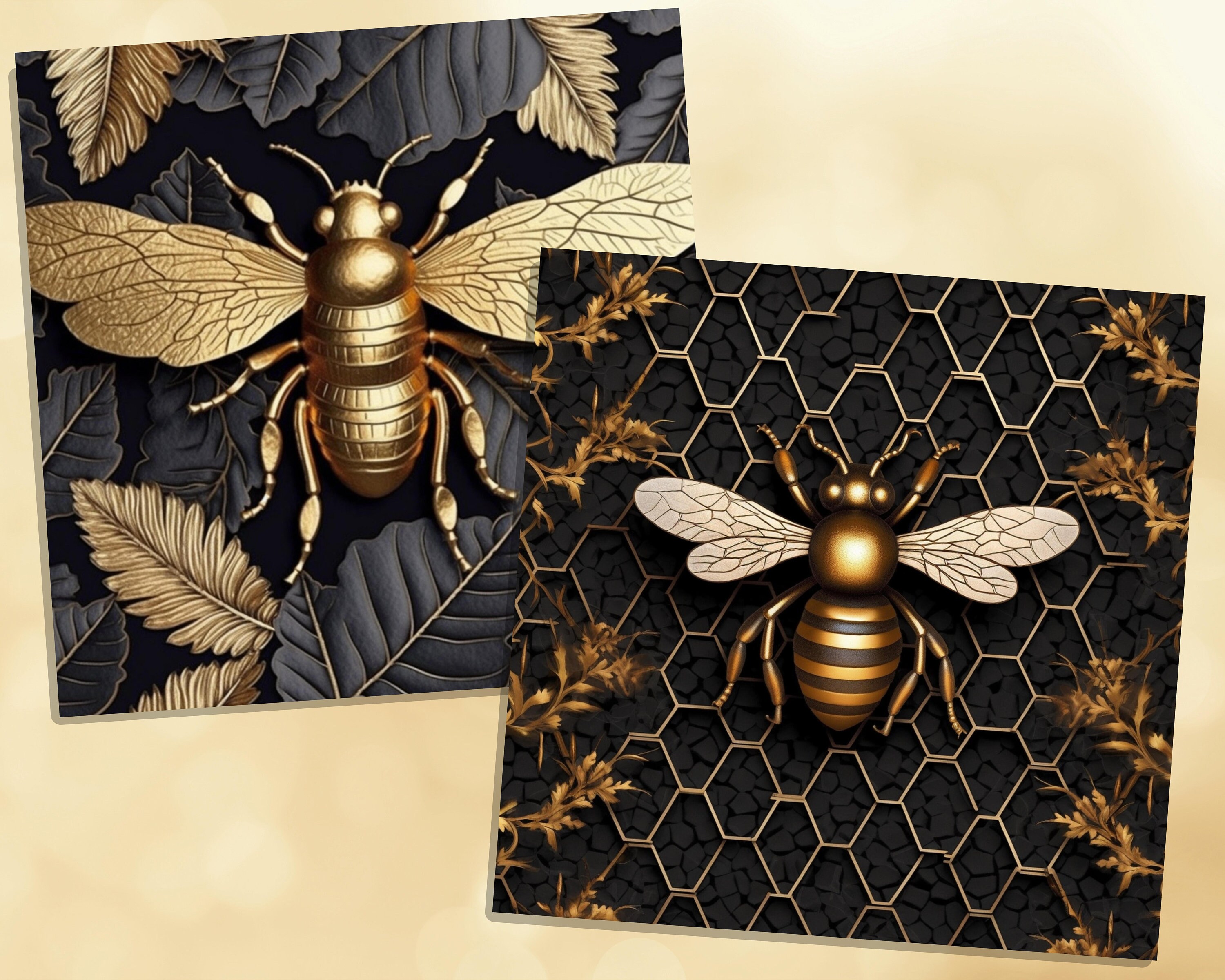 Printable Black and Gold Bee Digital Papers Honey Bee Pages - Etsy ...