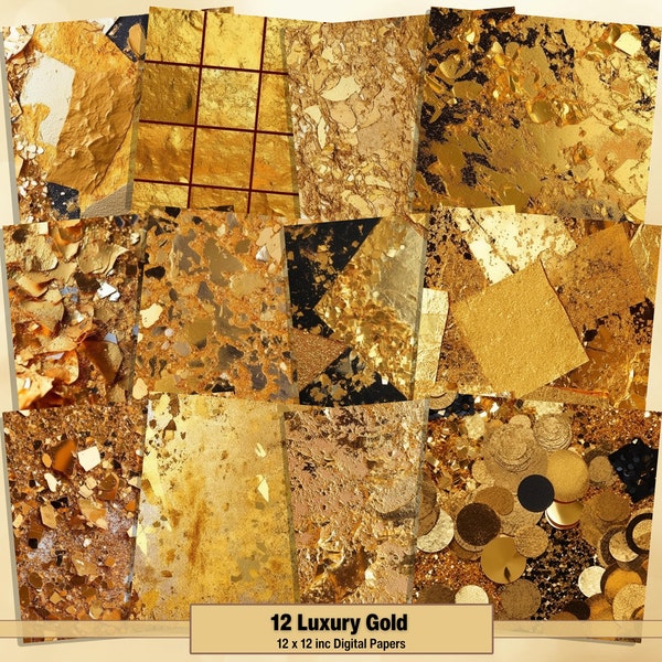 Gold Digital Papers - Etsy