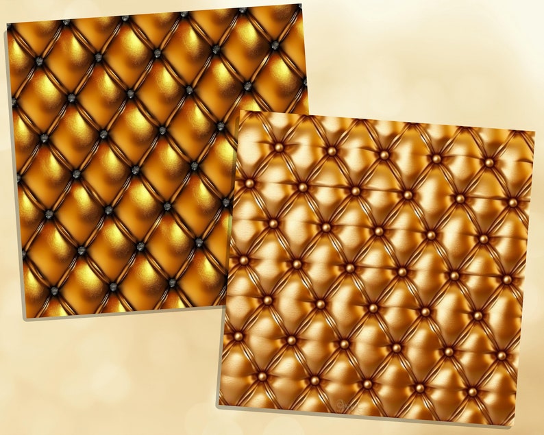 Printable Gold Brown Tufted Digital Papers, Quilted Pages, Upholstery ...