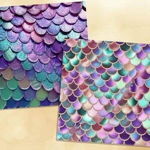 Printable Mermaid Sparkle Digital Papers, Mermaid Scale Page, Glitter ...