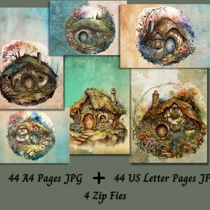 Printable Whimsical Fairy Digital Paper, Fairy House Ephemera, Fantasy ...