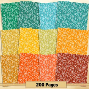 Printable 200 Seamless Paisley Pattern Digital Papers, Paisley Colour ...