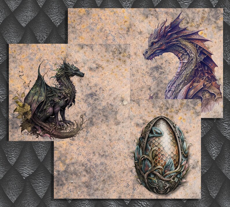 Gothic Dragons Junk Journal Pages Printable Victorian Dark - Etsy