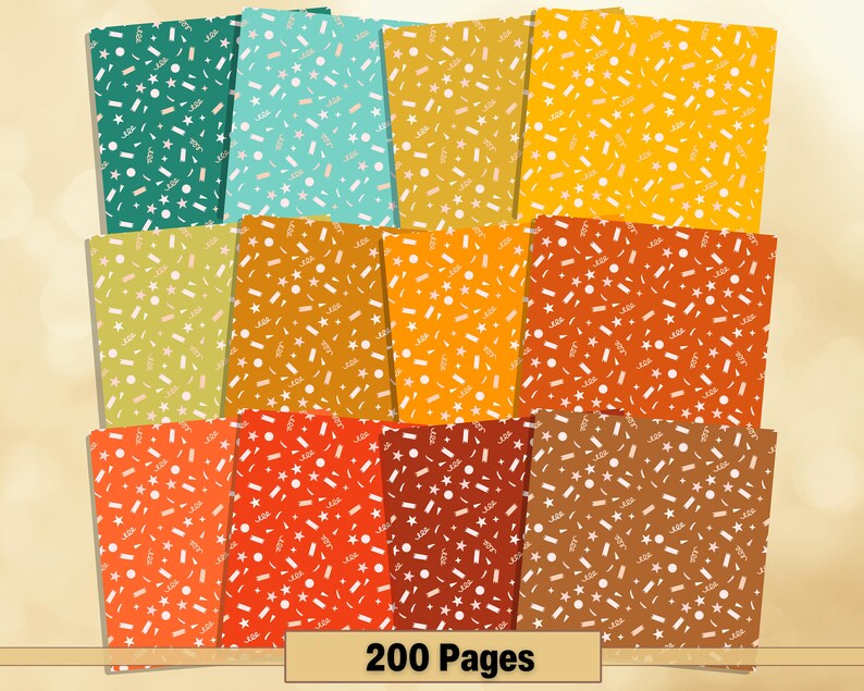 Printable 200 Seamless Confetti Pattern Digital Papers, Confetti Colour ...