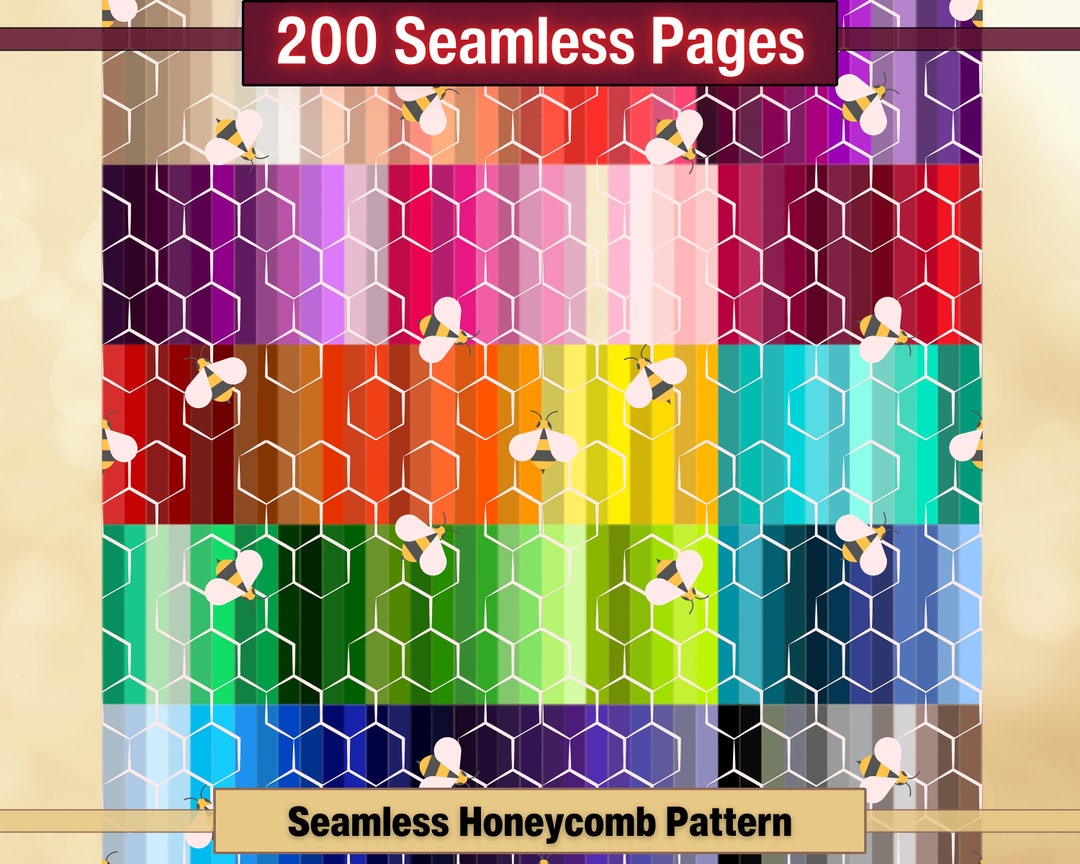 Printable 200 Seamless Honeycomb Pattern Digital Papers, Honeycomb ...