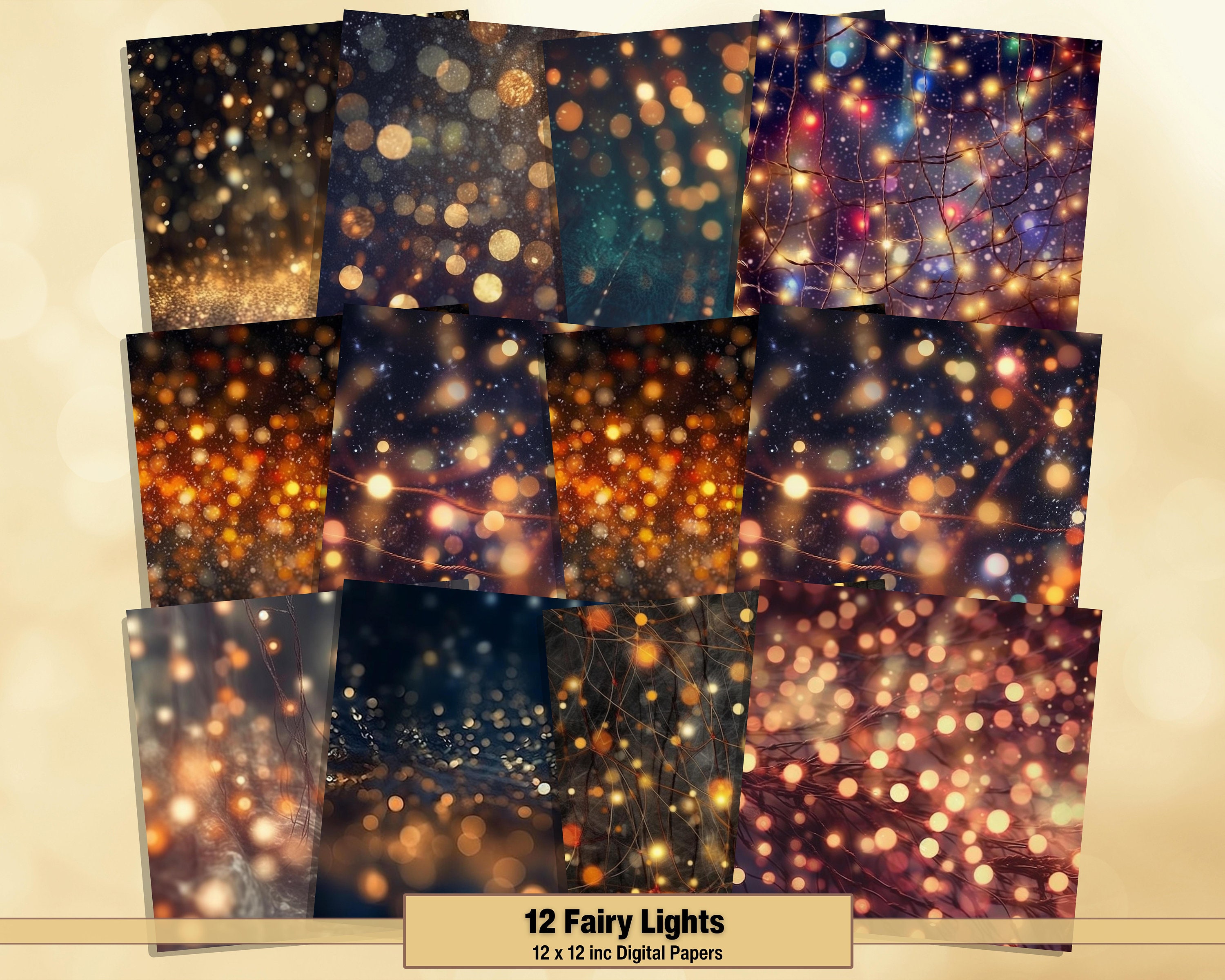 Printable Fairy Lights Digital Papers Sparkling Lights Pages - Etsy