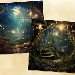 Printable Enchanted Fairy Forest Digital Papers, Fantasy Pages ...