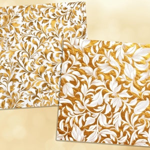 Printable Gold and White Damask Digital Papers, Gold Patterns Pages ...