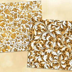 Printable Gold and White Damask Digital Papers, Gold Patterns Pages ...