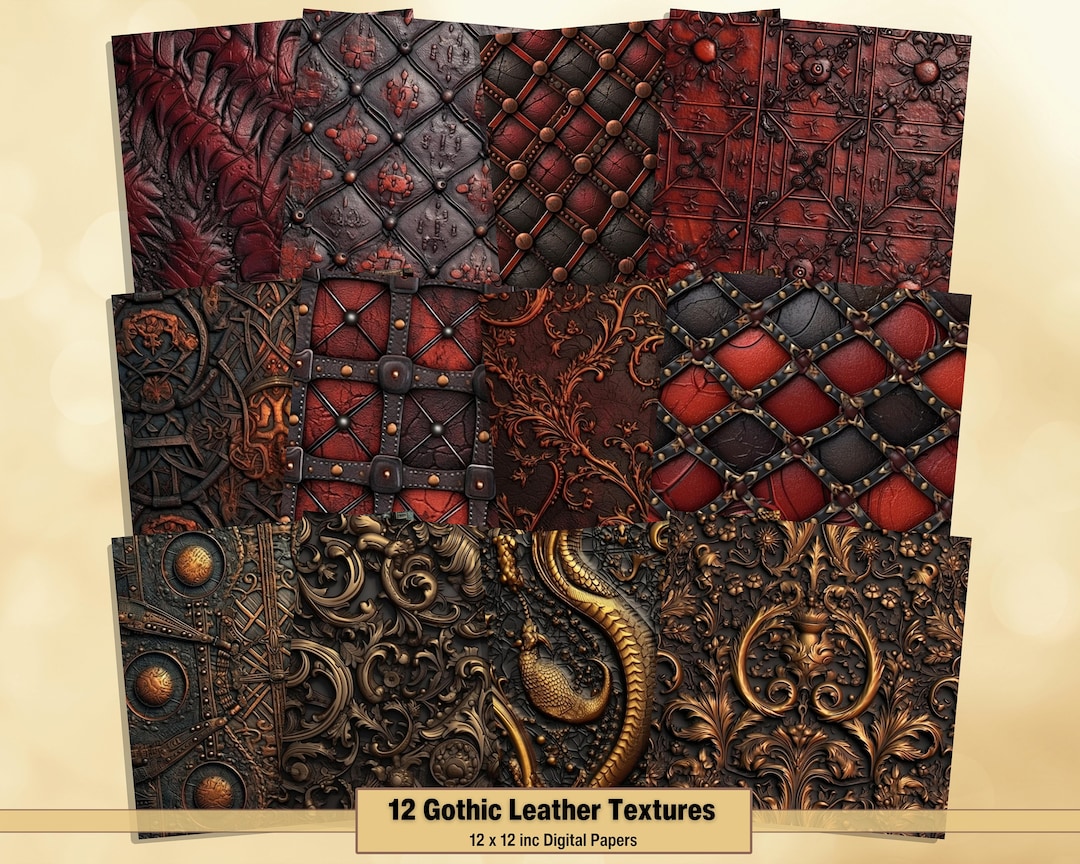 Printable Gothic Leather Digital Papers, Leather Textures Pages, Goth ...