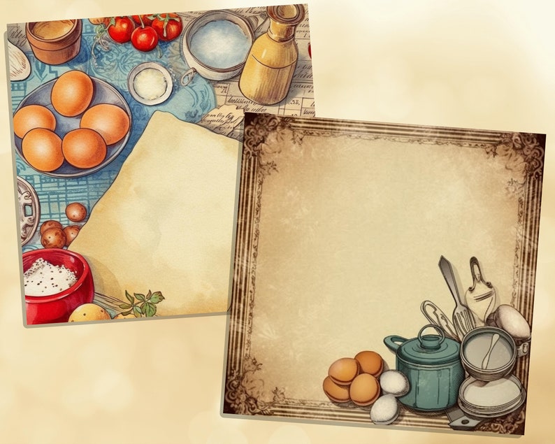 Printable Vintage Cooking Kitchen Digital Paper Cookbook - Etsy