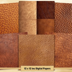 Printable Leather Textures Digital Papers, Rustic Leather Page, Brown ...