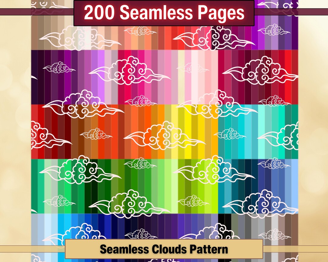Printable 200 Seamless Clouds Pattern Digital Papers, Clouds Colour Pages, Clouds Collage Paper ...