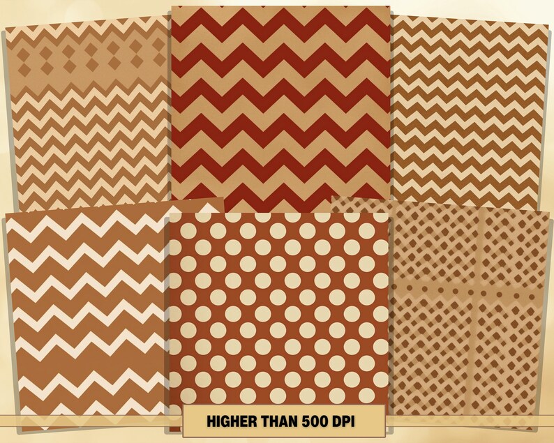 Printable Brown Chevron Patterns Digital Papers, Polka Dots Pages ...