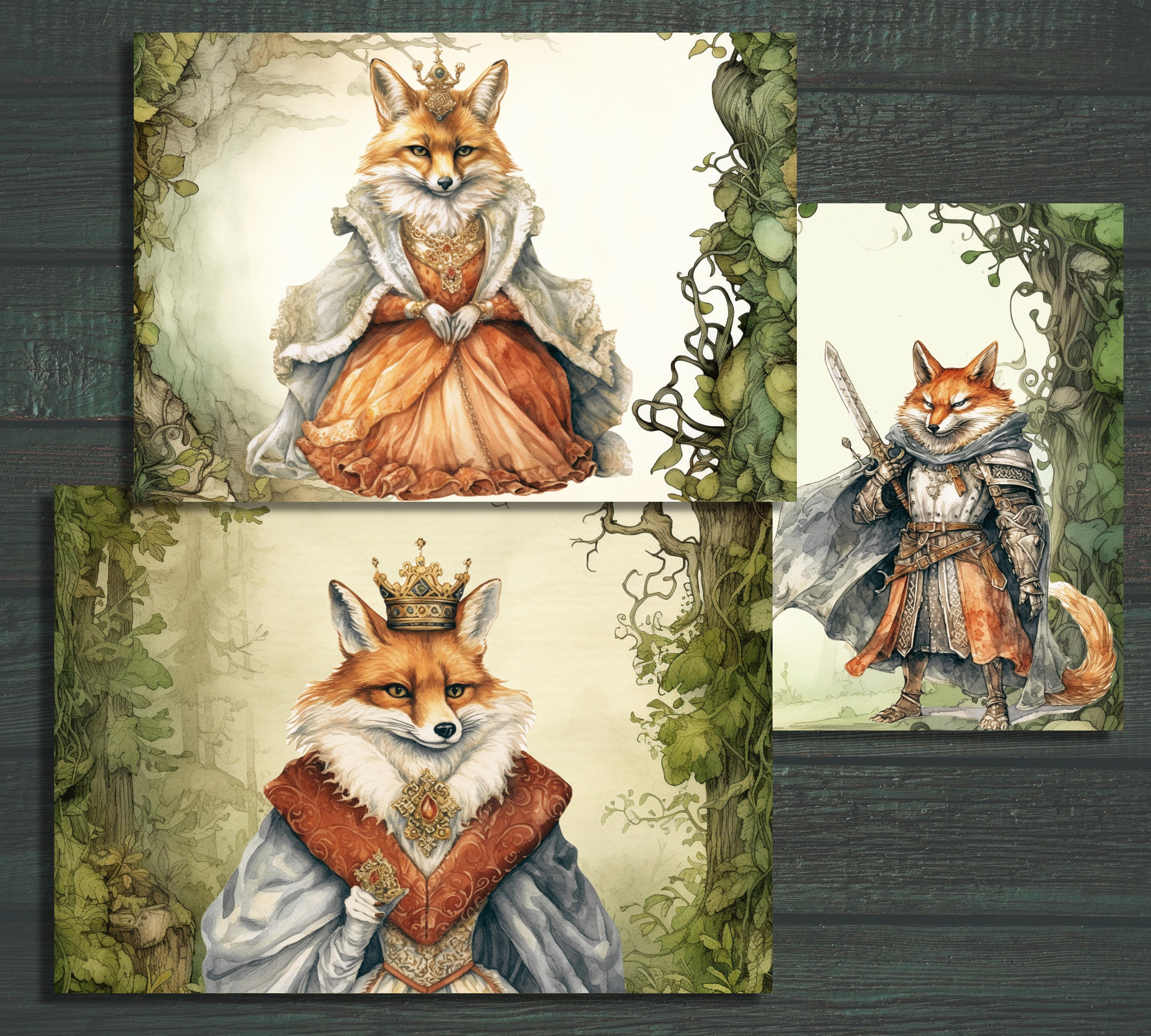 Printable Victorian Fox Digital Paper Dressed Animals - Etsy