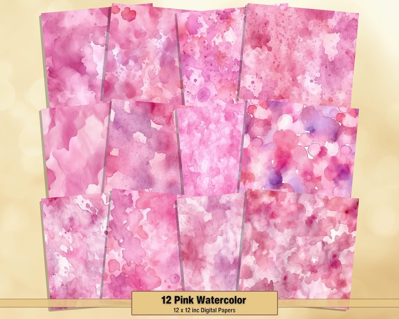 Printable Pink Watercolor Digital Papers, Abstract Watercolour Pages ...